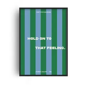 FANCLUB Blue / Green Don't Stop Believing Journey Music Giclée Art Print 1980's Music Giclée Art Print A3 - Blue/green