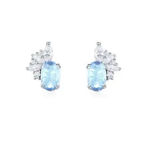 AZURA JEWELRY NEW YORK Twilight Star Sky Blue Topaz Earrings White Gold Vermeil - Silver