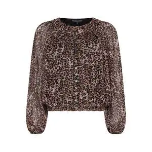 ROSE & NANCY Sienna Print Blouson Blouse - Brown