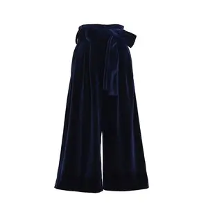 EMMA WALLACE Nala Cropped Velvet Trousers - Blue