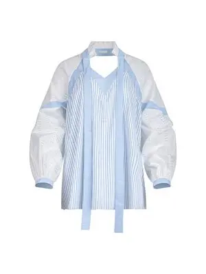 HELENE GALWAS Blue / White Krista Striped Blouse - Blue/white