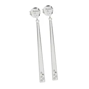 LUCY QUARTERMAINE Art Deco One Linea Drop Earrings - Silver