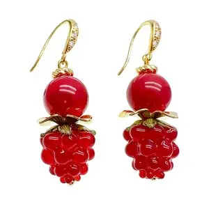 FARRA Coral With Raspberry Earrings - Red