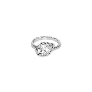 AARIA LONDON Pear Shape Molten Ring Moissanite - Silver