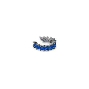 SALLY SKOUFIS Black / Blue Emergence Ear Cuff With Made Sapphires In Premium Black Rhodium - Black/blue