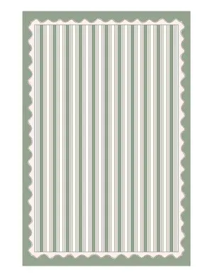 BELL HUTLEY Pink, Scallops & Stripes Table Linen - Green