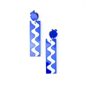 BY CHAVELLI Matisse Wave Dangly Earrings - Blue