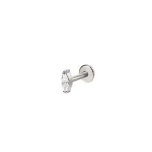 VANCHI Marquise Threadless Flat Back Titanium Cartilage Stud In Platinum - Silver