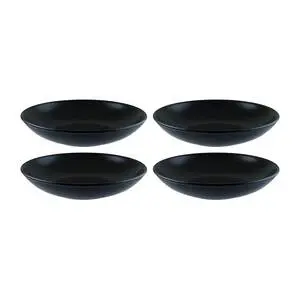 Turgla Home Notte Round Porcelain Pasta, Salad, Bowl Set Of Four - Black