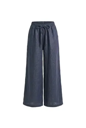 JAMES LAKELAND Navy Pure Linen Trousers - Blue