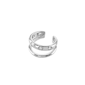 LUCY QUARTERMAINE Art Deco Double Ear Cuff With White Topaz - Silver