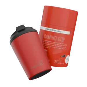Fressko Camino 12oz / 340ml Reusable Coffee Cup, Ceramic Chilli - Red