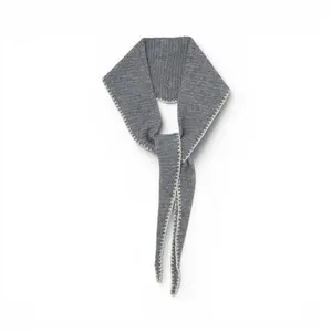 LOOM & COVE 100% Cashmere Triangle Scarf Stitch Edge - Grey