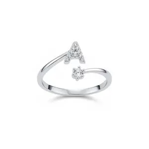 ANGEL BAROCCO Diamond Initial Letter Ring - Silver
