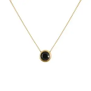 LEE RENEE Black Spinnel Brilliant Cut Necklace - Gold