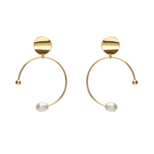 LISA&CO. Earrings Pearl On Circle - Silver