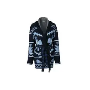 TIRILLM Maggie Pattern Knitted Cashmere Cardigan, Navy - Blue