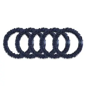 6FIFTYTWO® Pure Mulberry Slim Silk Scrunchies Navy - Blue