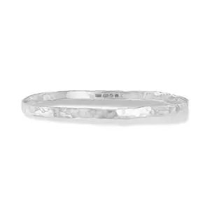 DOWER & HALL 4mm Hammered Nomad Bangle - Silver