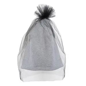 METAMORPHOZA Beanie Hat With Tulle Layer In Gray - Grey