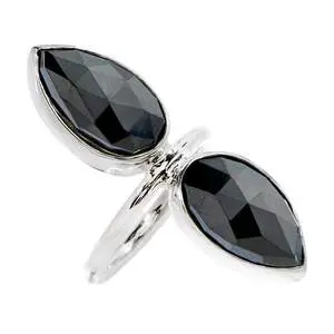 HEATHER HAWKINS Double Lotus Gemstone Ring In Sterling Silver - Grey