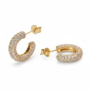 CC JOY STUDIO Celeste Pavé Vermeil Huggies - Gold
