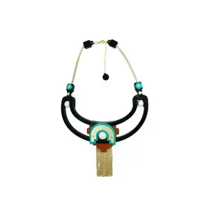 GISSA BICALHO Handmade Acrylic Necklace Tikal - Green