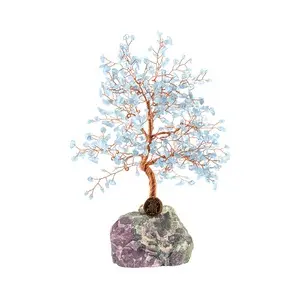 KARMA AND LUCK Aquamarine Crystal Tree – Feng Shui Calm & Clarity Home Decor – Aquamarine Feng Shui Tree - Blue