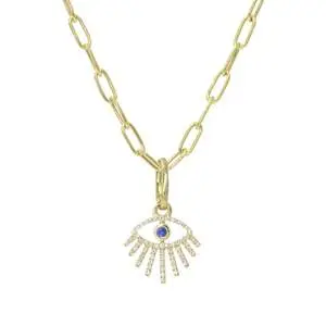 KAMARIA Diamond Evil Eye Necklace With Rays