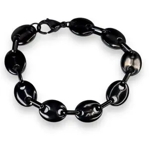 JAGGED HALO JEWELRY Mariner Link Bracelet In Rhodium - Black