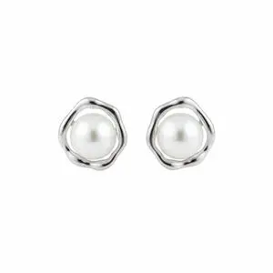 ANGEL BAROCCO Freshwater Pearl Stud Earrings - Silver