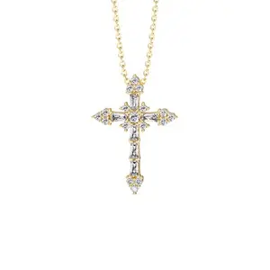 VANIMY Byzantine Faith Cross Pendant Necklace - Gold