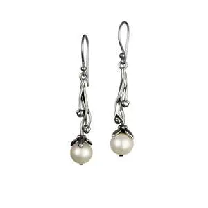 ISLA SILVER Handmade Pearl Drop Earrings - Silver
