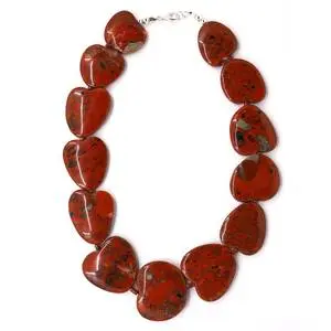 Shar Oke Red / Silver Australian Heart Shaped Cape Jasper Necklace - Red/silver