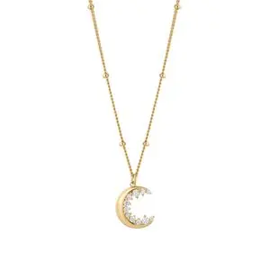 VANCHI Crescent Moon Crystal Charm Beaded Necklace - Gold