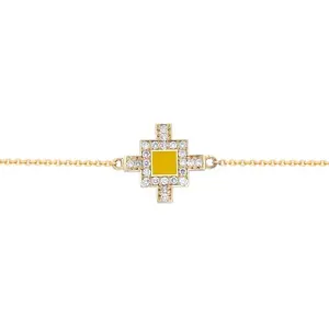 SHEIDA FARROKHI Gold / Yellow Minimal Flower Bracelet Solid Yellow Gold Diamonds Yellow Enamel - Gold/yellow