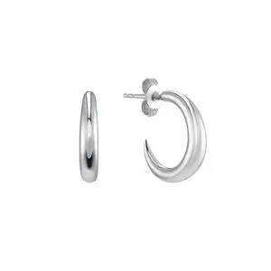 AUREE JEWELLERY Alta Crescent Shaped Hoop Earrings - Silver