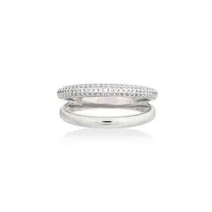 SHABELLA NYC Thin Pave Dual Ring - Silver