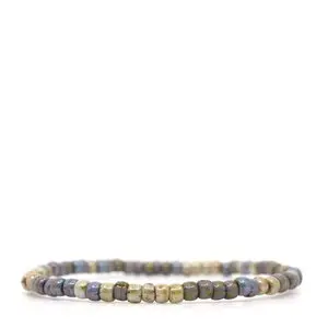 Shar Oke Grey, Blue & Brown Czech Picasso Bracelet - Green