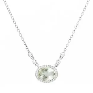 KAMARIA Aura Green Amethyst Gemstone Necklace - Silver