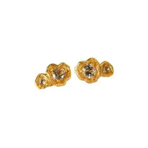 CLAIRE HILL DESIGNS White Topaz Climber Stud Earrings - Gold