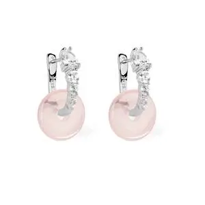 FREQNC ATELIER Ouroboros Earrings Rose Quartz Heart Chakra - Pink