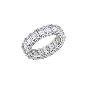 DIAMONBLISS Marilyn Monroe Emerald Cut Eternity Ring, Platinum - White