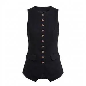 MODENAIRE Longline Vest Structured Button Front