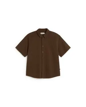 THINKING MU Tom Seersucker Shirt - Brown