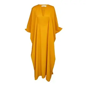 JENNAFER GRACE Talitha Cinched Waist Caftan In Saffron Sands - Orange