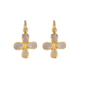 ISOLATED JEWELLERY Moonstone Cross Earrings - Gold