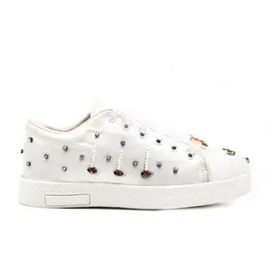 RETTROSE Amara Embellished Satin Lace-up Tennis Shoes