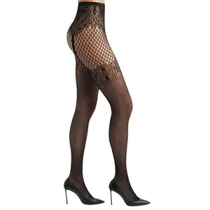 HIGH HEEL JUNGLE BY KATHRYN EISMAN Suspend Reality Mesh Tights - Black