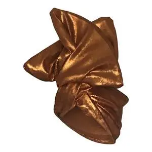 ROMER MILLINERY Twisturban Headwrap In Hammered Copper Metallic Velvet - Gold/red